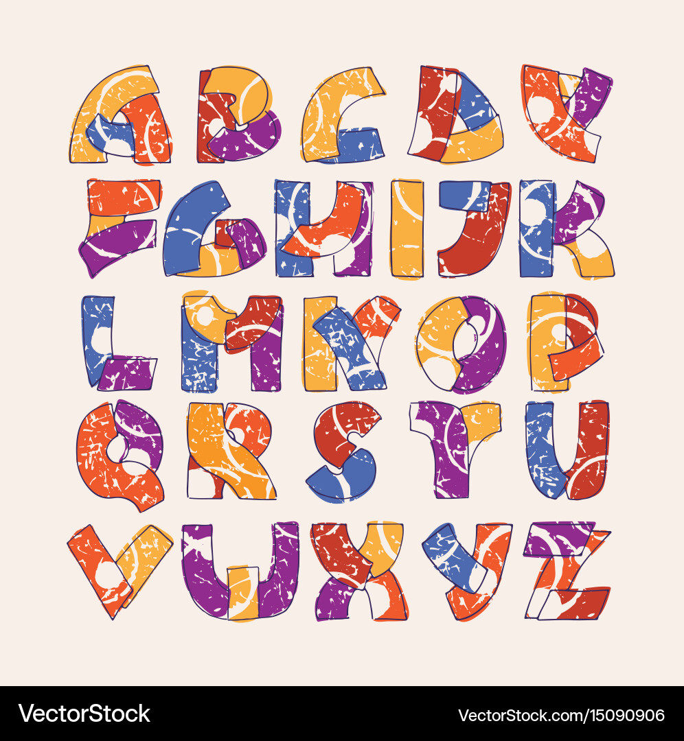 Colorful alphabet set with hand drawn letters Vector Image