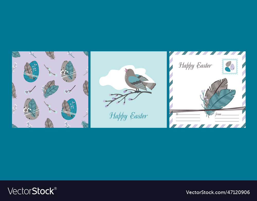 Easter card pattern bird set Royalty Free Vector Image