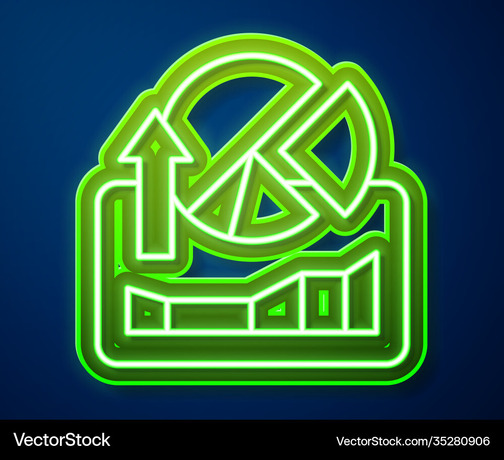 Glowing neon line stocks market growth graphs Vector Image