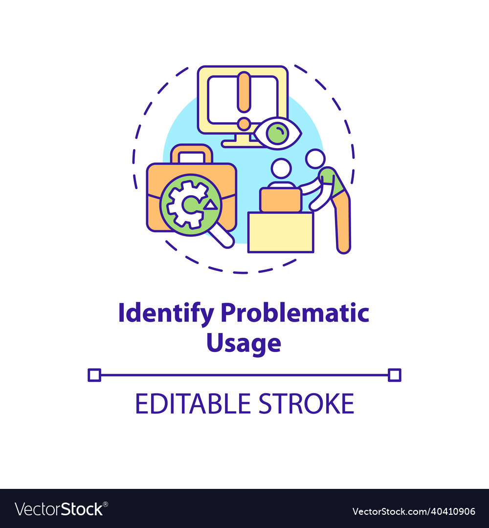 Identify problematic usage concept icon Royalty Free Vector