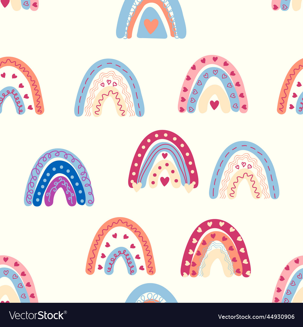 Rainbow seamless pattern in pastel colors Vector Image