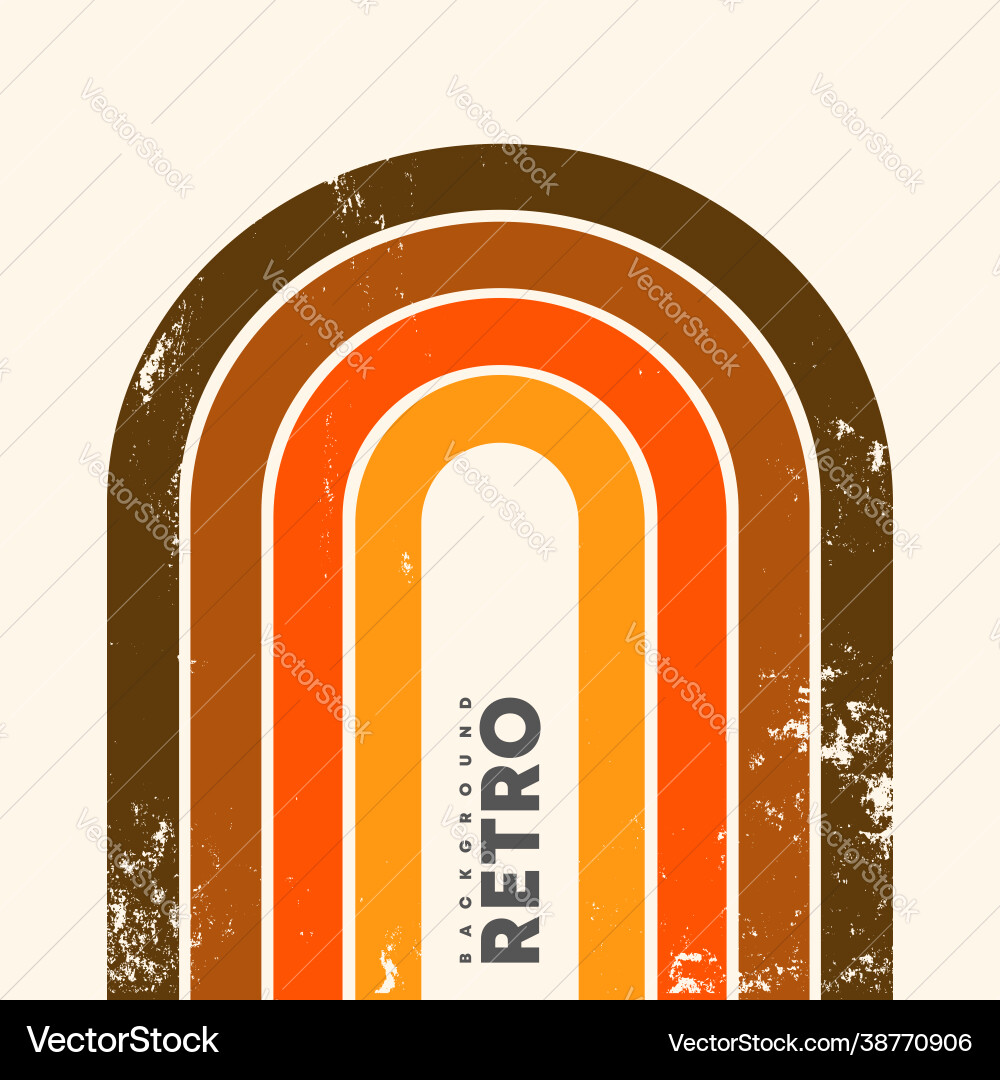 Retro rainbow design with vintage grunge texture Vector Image