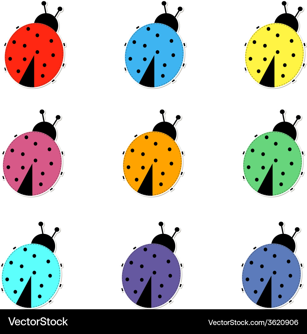 Set of colorful ladybird Royalty Free Vector Image