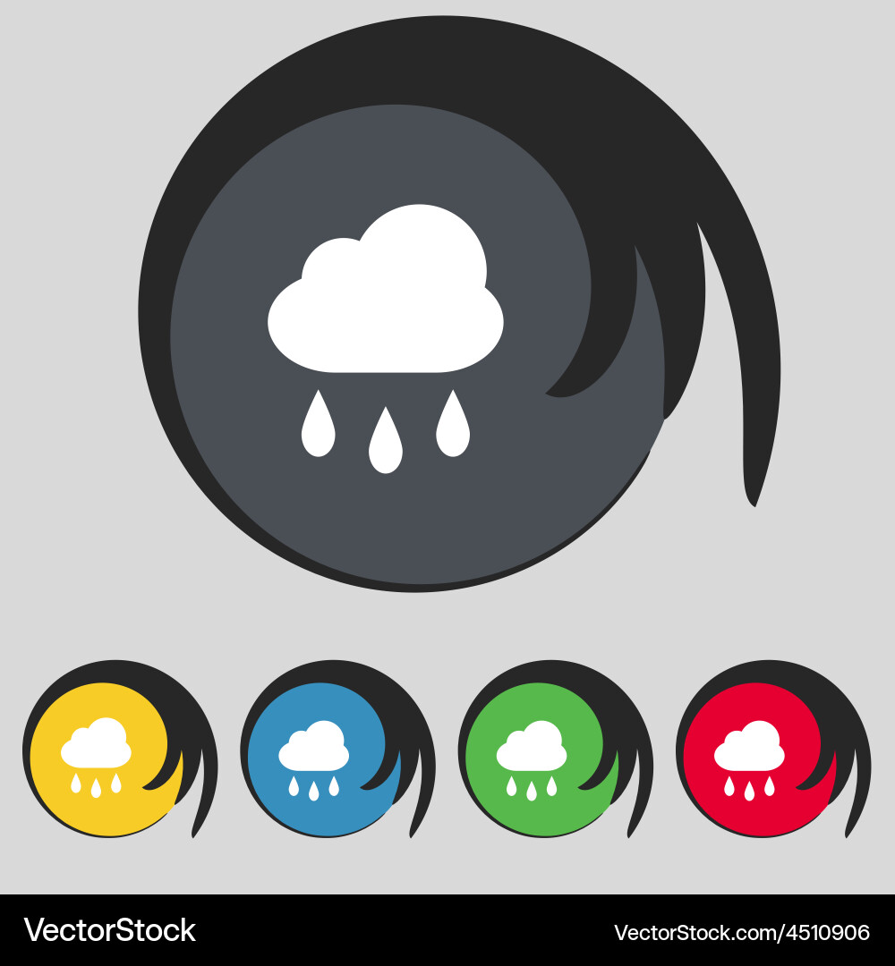 Weather rain icon sign symbol on five colored Vector Image