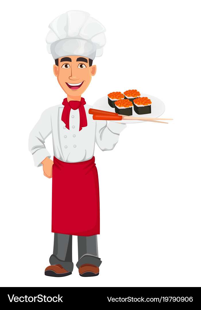 Young professional chef in uniform and cook hat Vector Image
