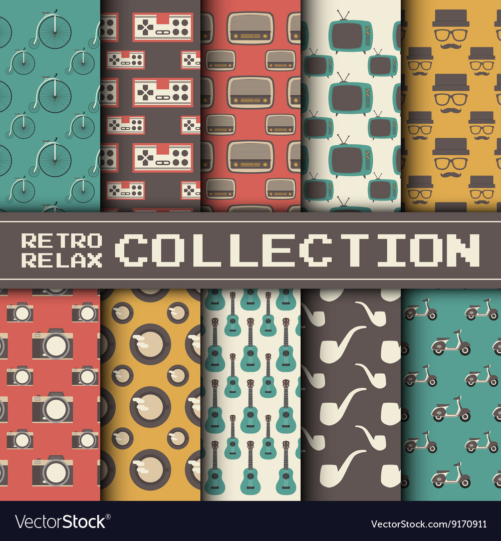 300retro gadget pattern set Royalty Free Vector Image