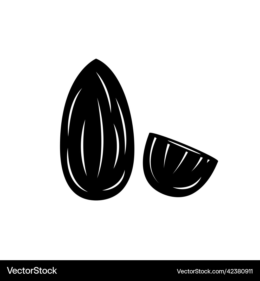 Almond black and white icon silhouette design Vector Image
