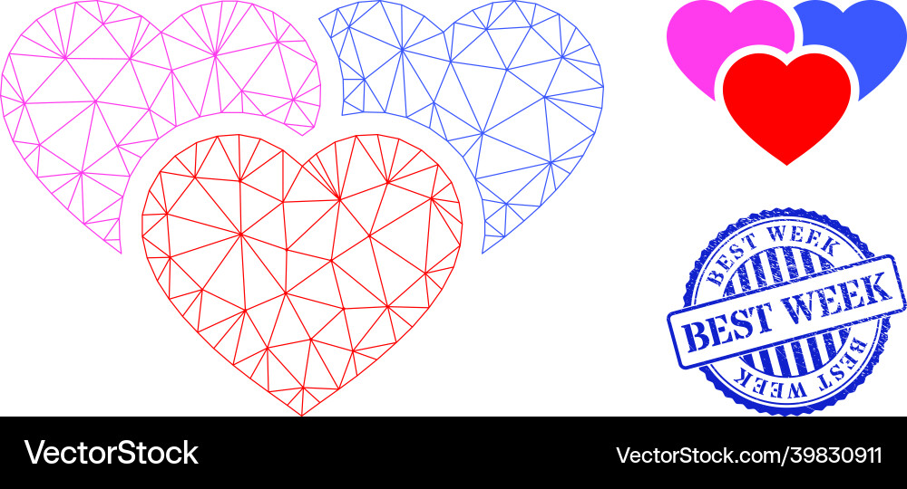 Best week scratched seal stamp and web carcass Vector Image