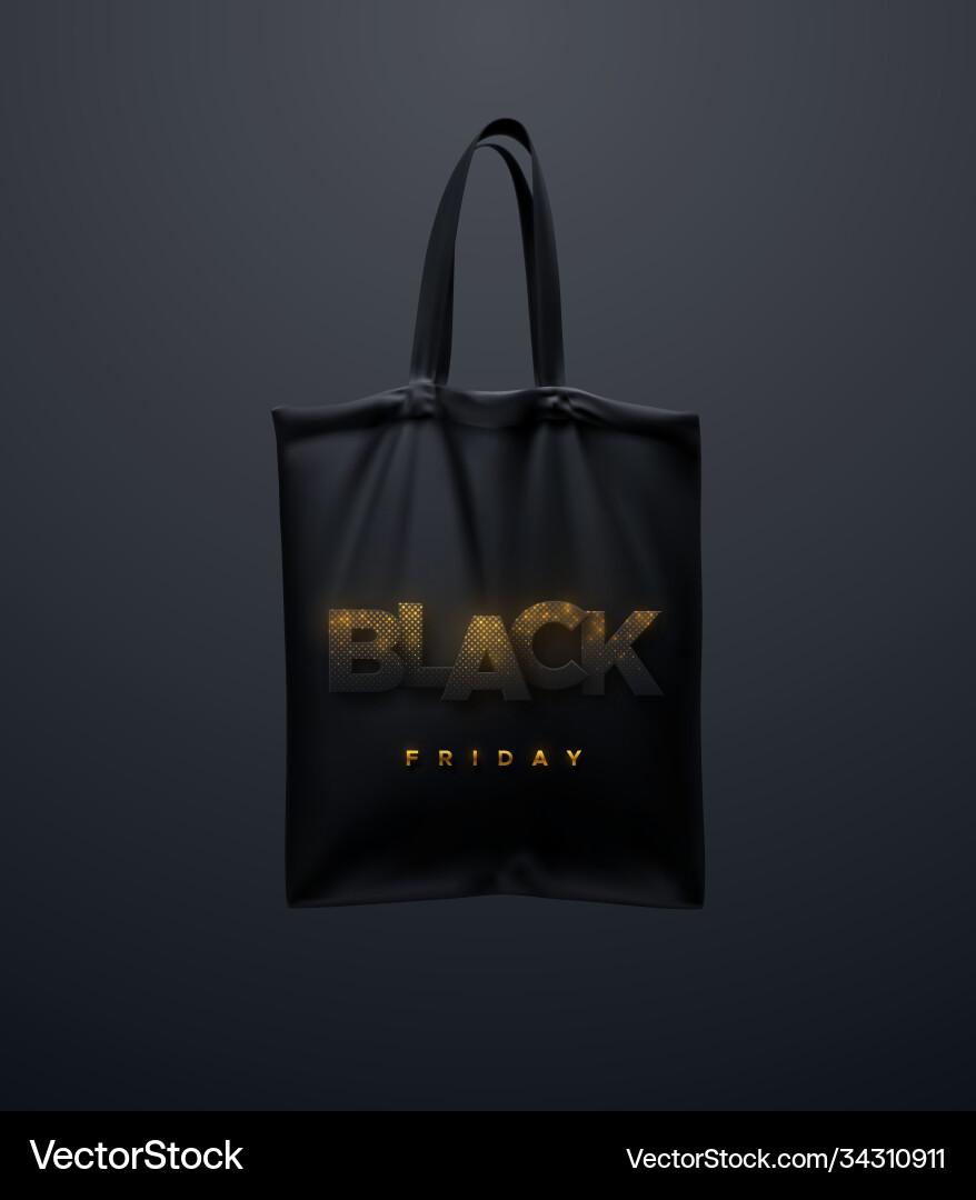 Black tote bag with friday sign Royalty Free Vector Image