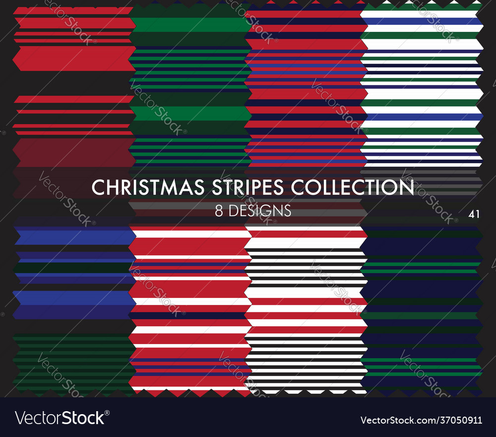 Christmas stripe seamless pattern collection Vector Image