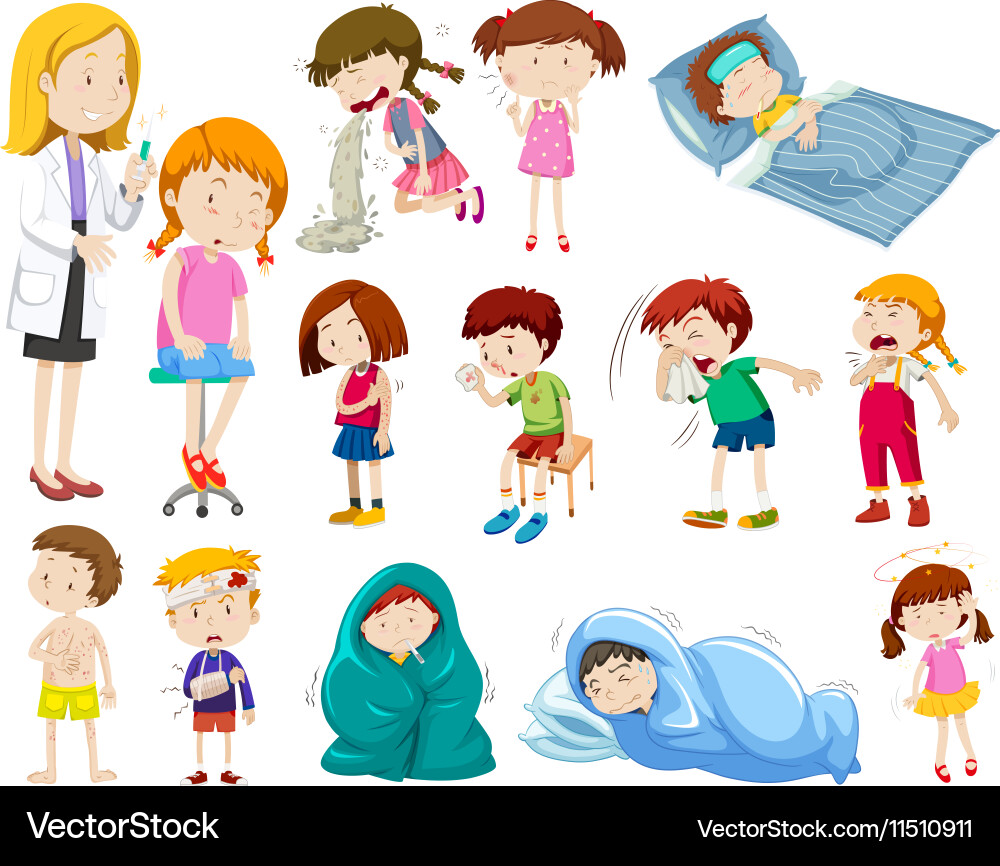 Doctor and many sick patients Royalty Free Vector Image