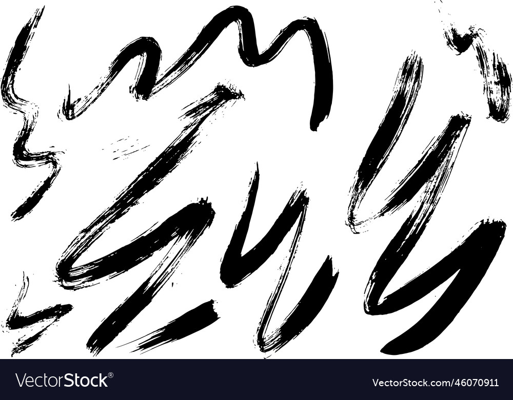Dry brush wave strokes grunge set Royalty Free Vector Image Dry brush wave strokes grunge set Royalty Free Vector Image