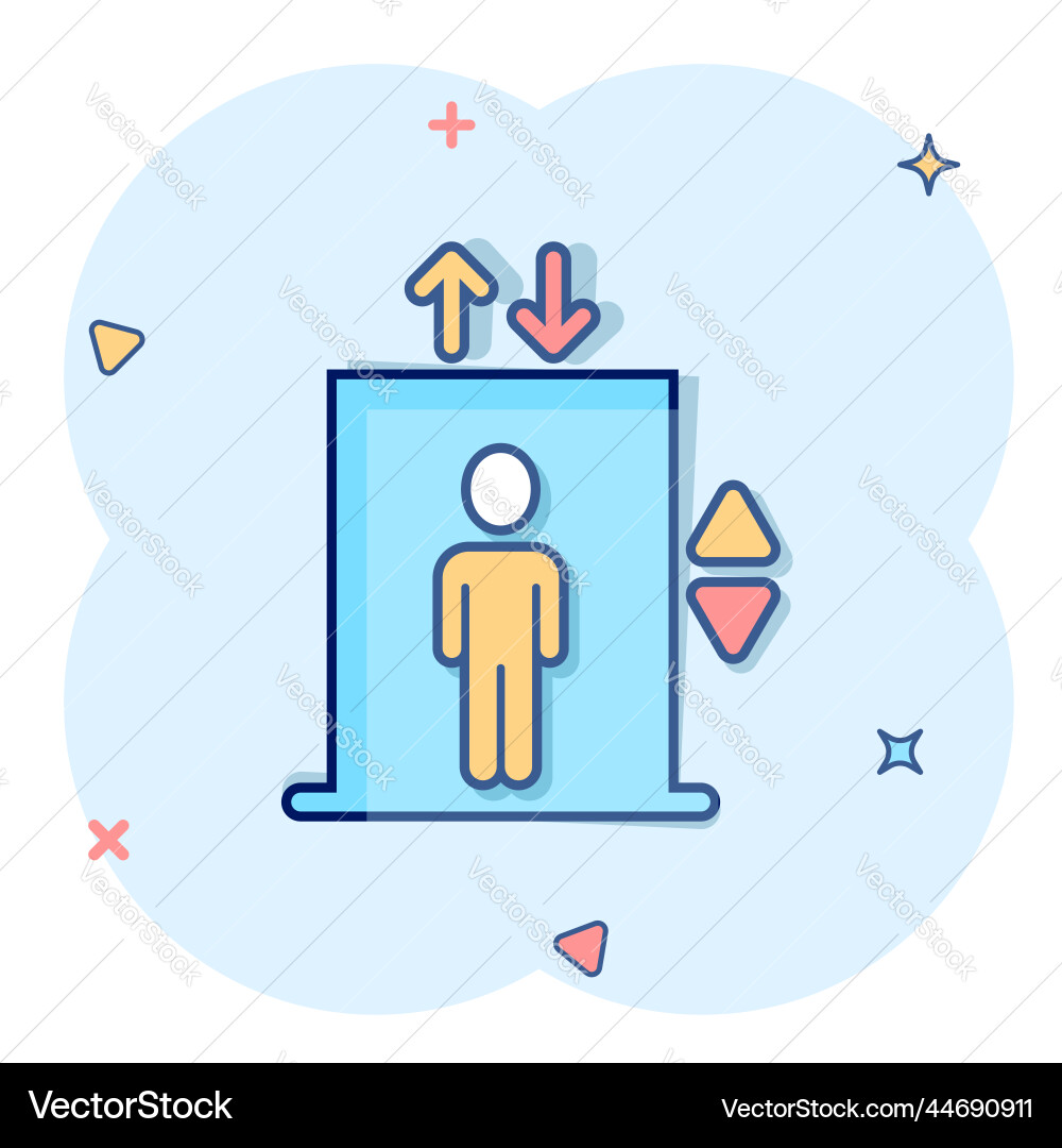 Elevator icon in comic style lift cartoon Vector Image