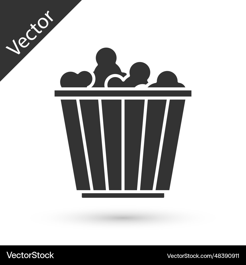 Grey popcorn in cardboard box icon isolated on Vector Image