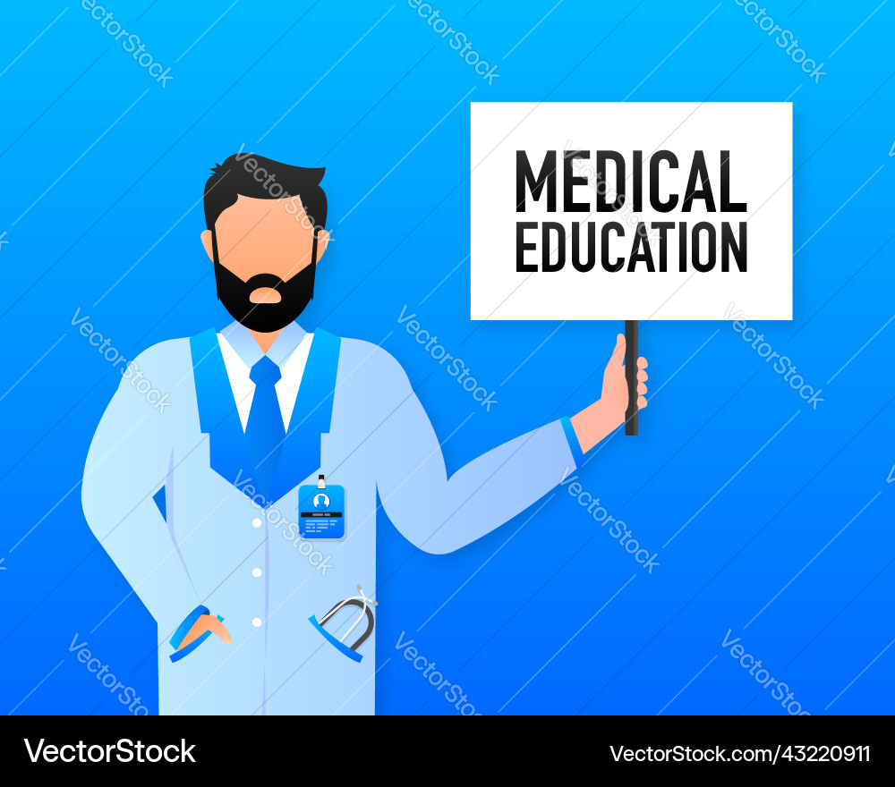 Hand holding signboard with text - medical Vector Image