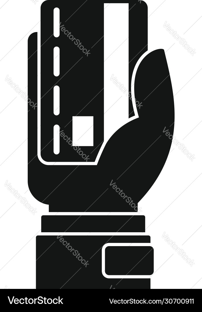 Hand take credit card icon simple style Royalty Free Vector