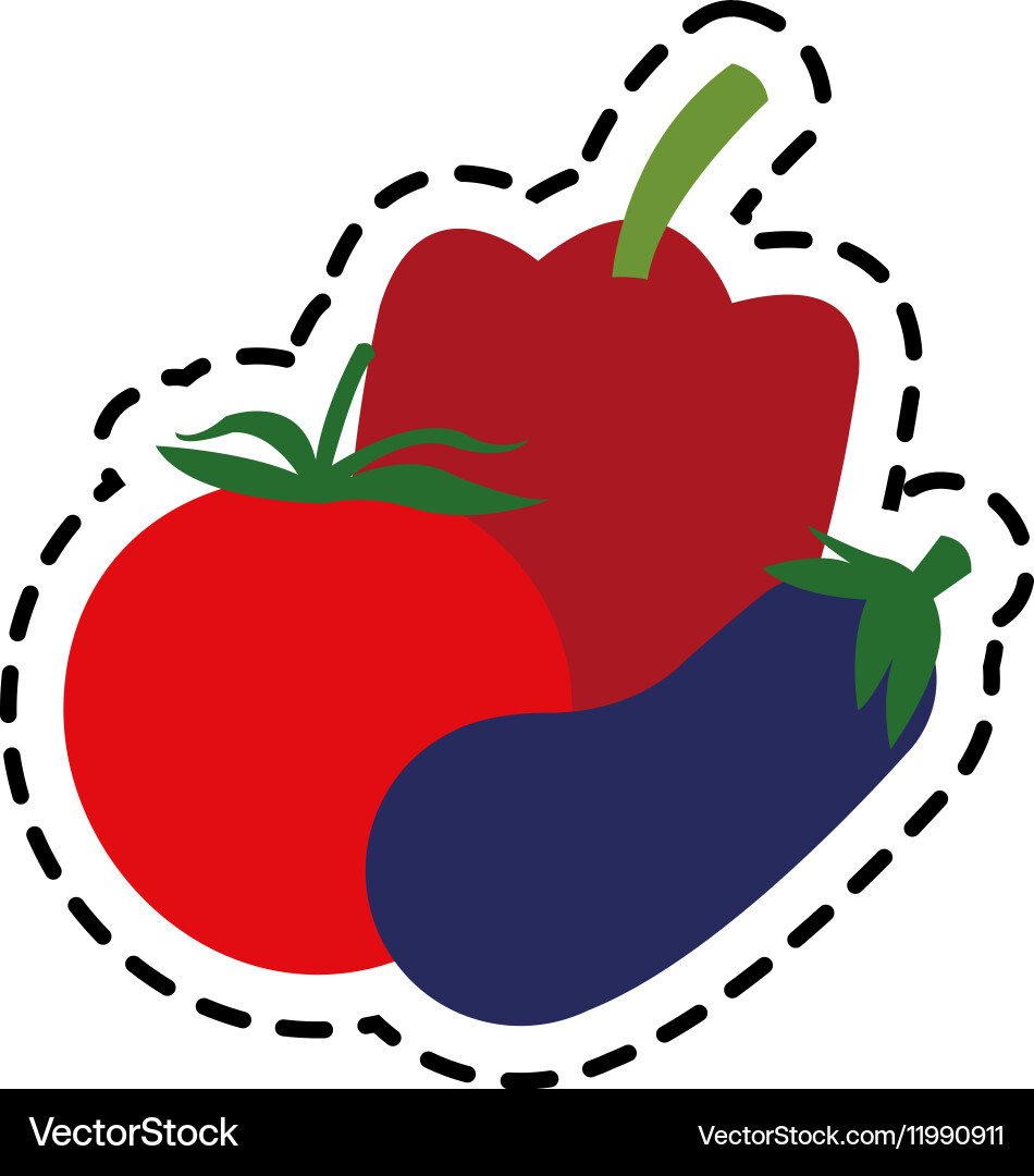 Isolated eggplant tomato and pepper design Vector Image