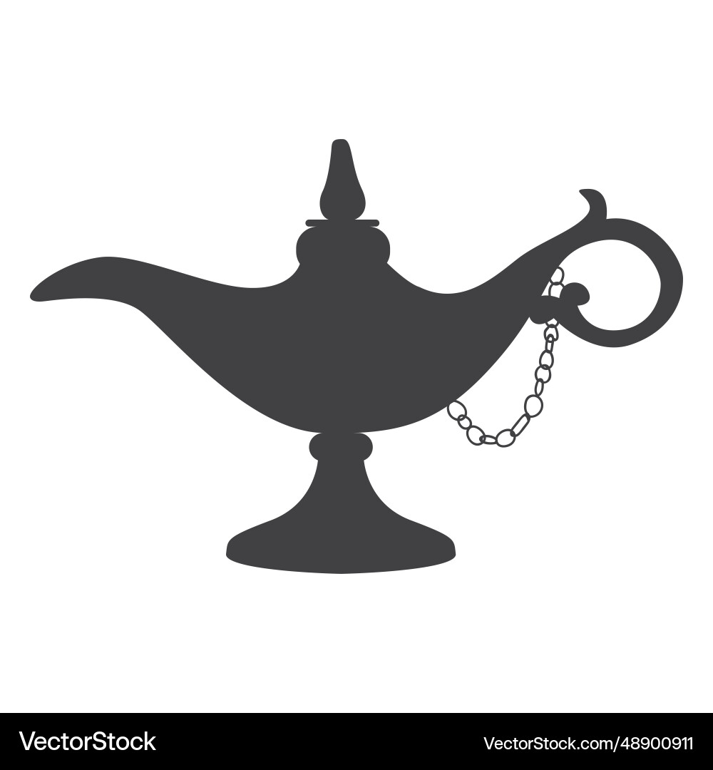 Lamp arabic oil silhouette Royalty Free Vector Image