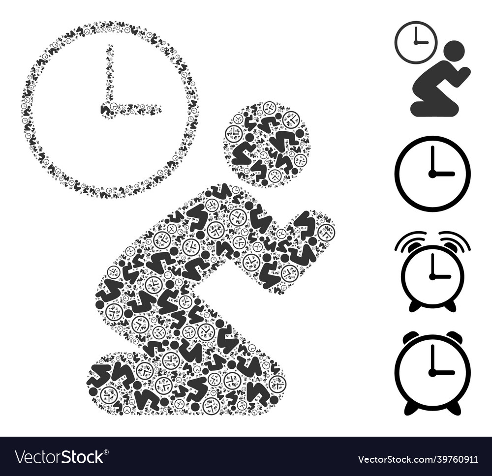 Pray time icon recursion collage Royalty Free Vector Image