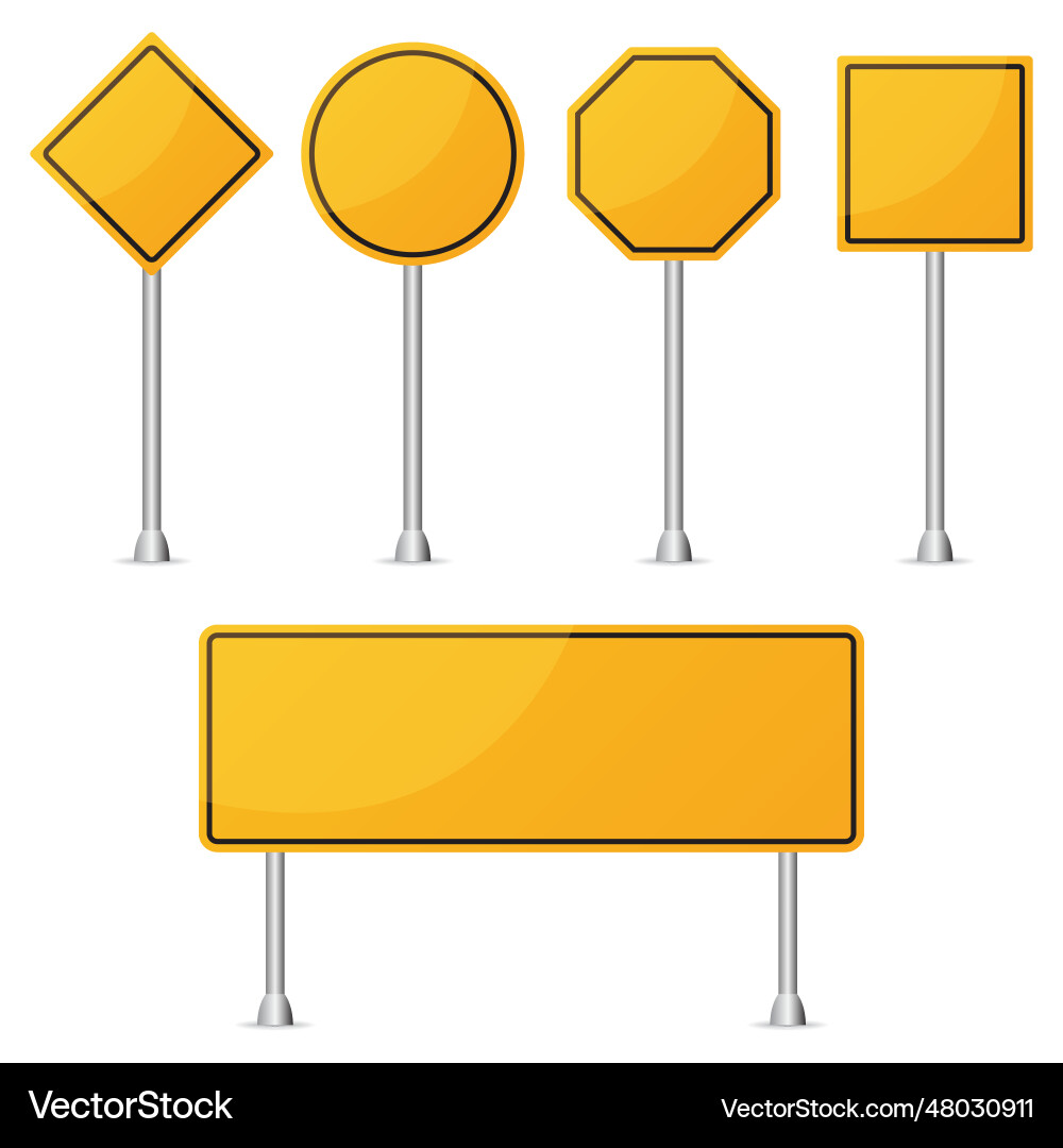 Set of yellow blank road sign Royalty Free Vector Image
