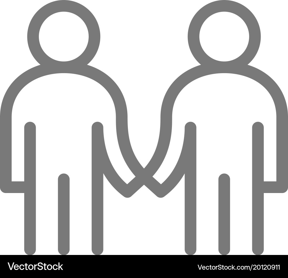 Simple two business people handshake line icon Vector Image