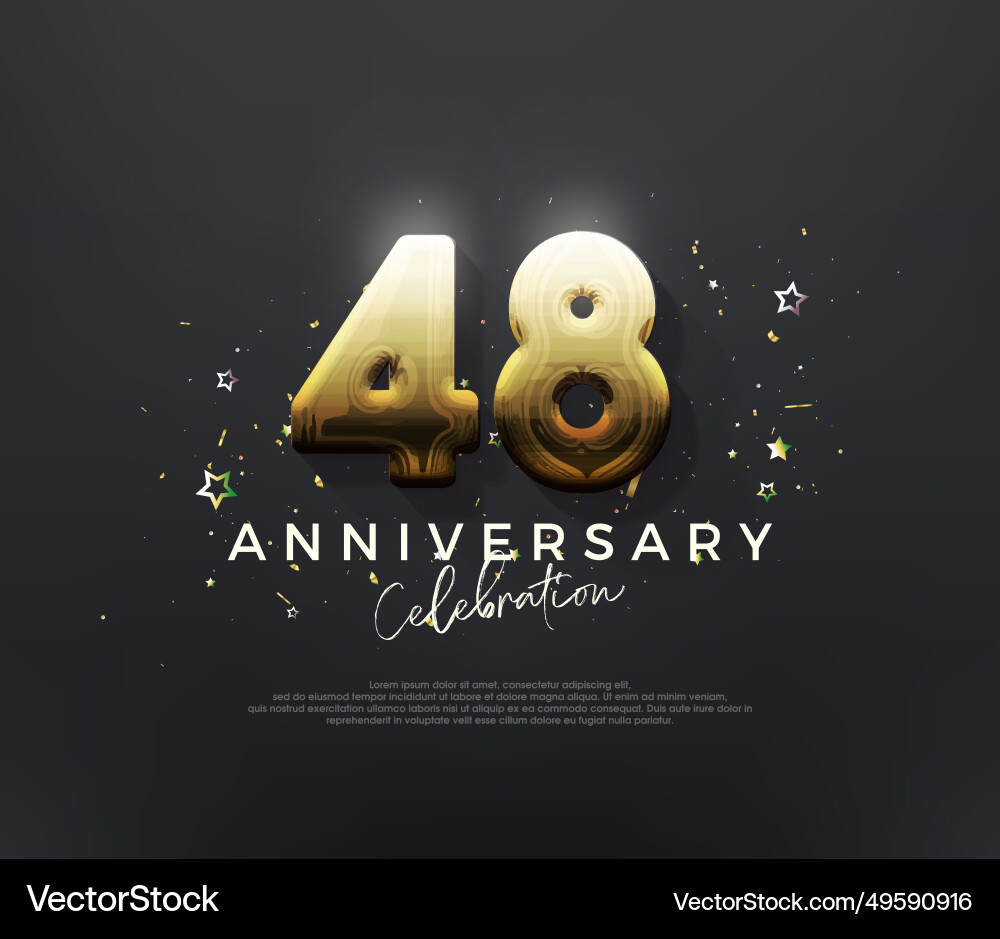 48th anniversary celebration with shiny gold Vector Image