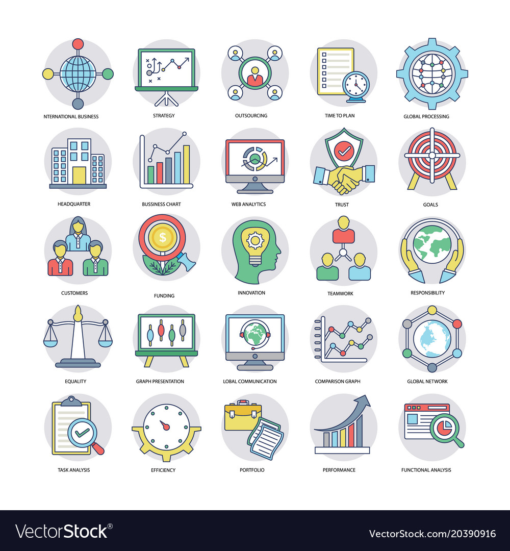 Business flat icons set Royalty Free Vector Image