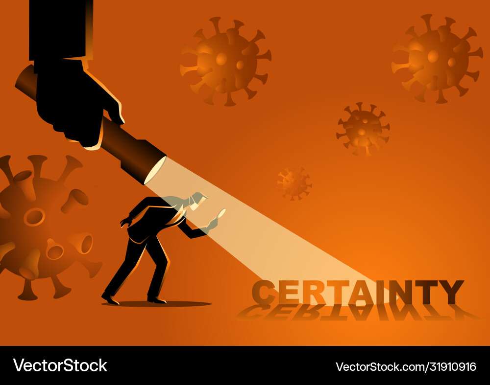 Businessman looking for certainty during covid-19 Vector Image