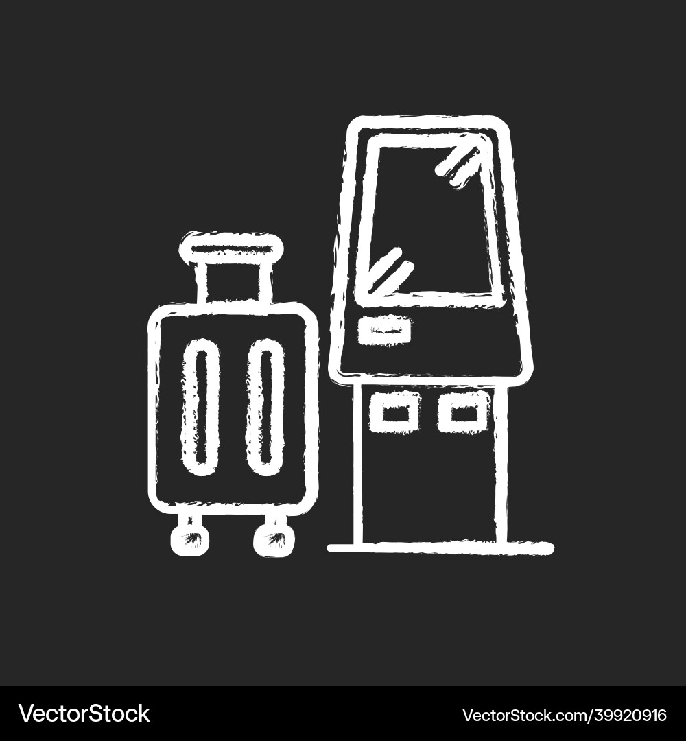 Check in kiosk chalk white icon on black Vector Image
