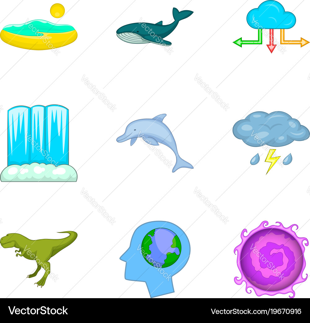 Clime icons set cartoon style Royalty Free Vector Image