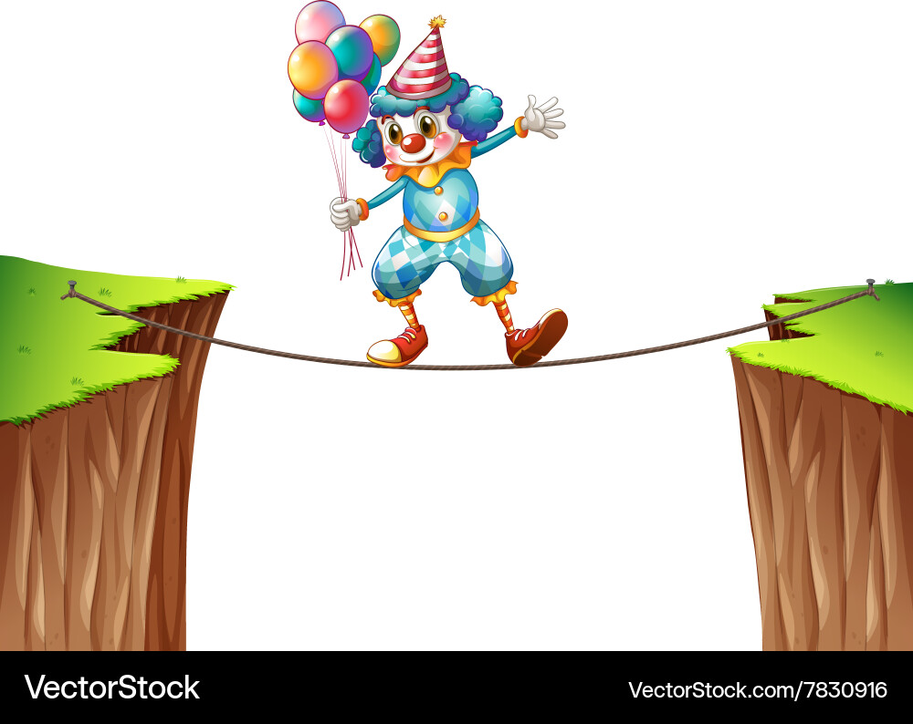 Clown with balloons on the rope Royalty Free Vector Image