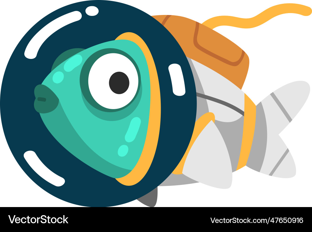 Fish pet in space suit and helmet floating Vector Image
