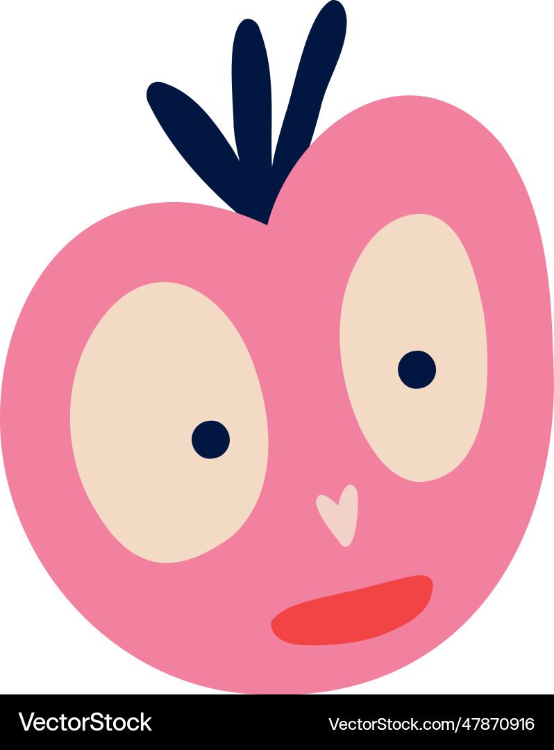 Funny quirky charming pink apple with face Vector Image