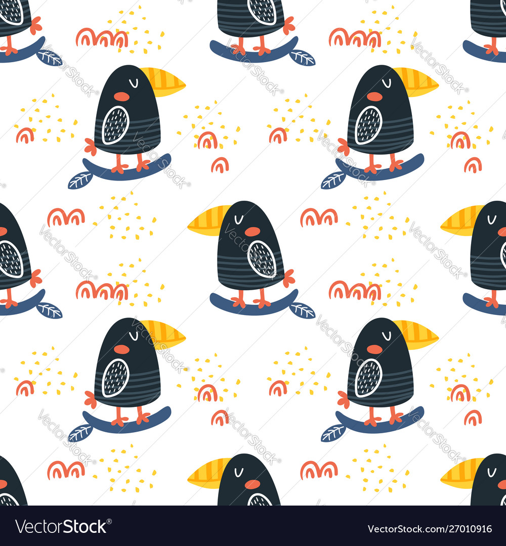 Graphic toucan pattern Royalty Free Vector Image