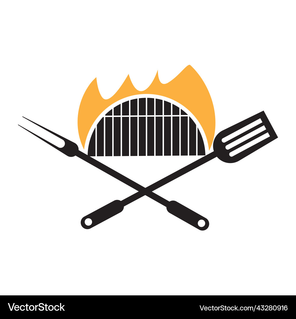 Grill barbecue icon logo free Royalty Free Vector Image