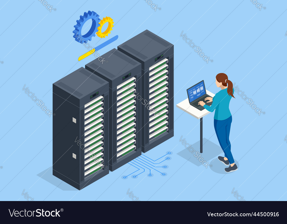 Isometric Data Center Equipment Modern Royalty Free Vector