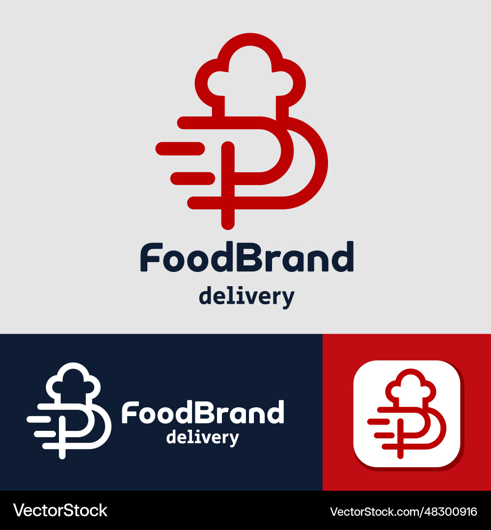 Letter p food fast delivery logo design Royalty Free Vector
