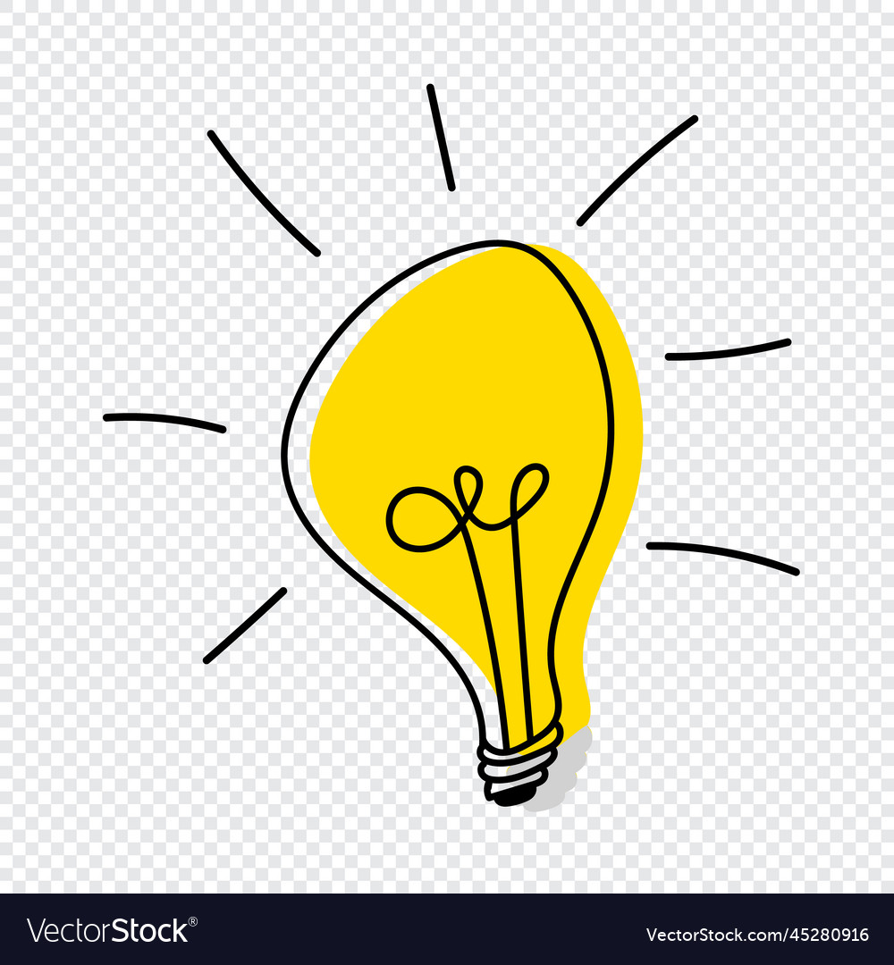 Light bulb doodle hand drawn idea icon solution Vector Image