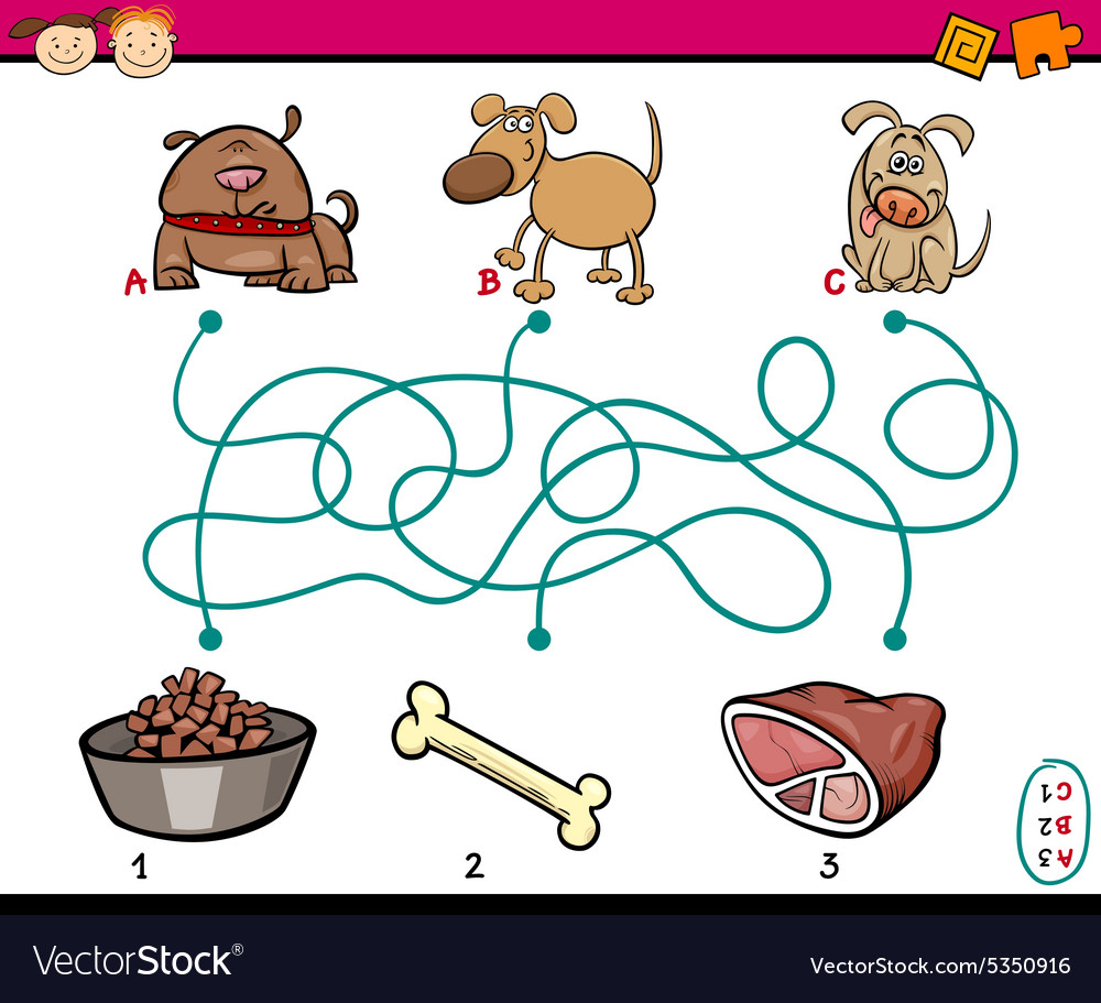 Paths or maze education game Royalty Free Vector Image