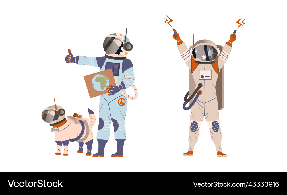 Spaceman or astronaut man character in space suit Vector Image
