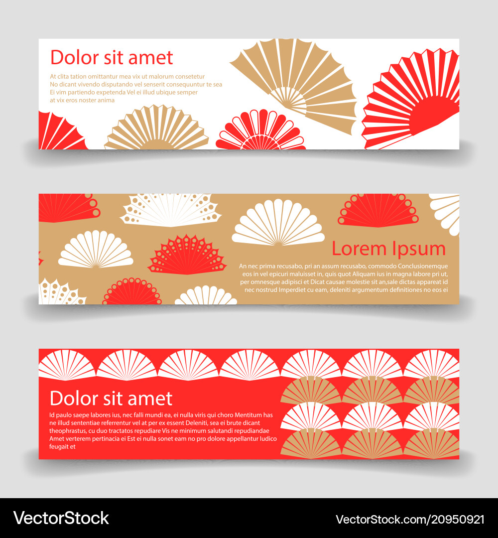 Asian style banner template with hand fans Vector Image
