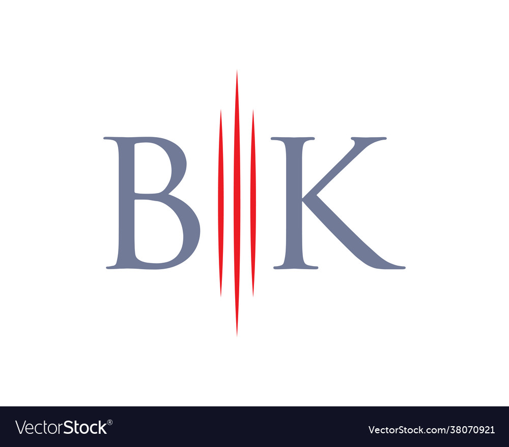 Bk monogram initial logo letter Royalty Free Vector Image