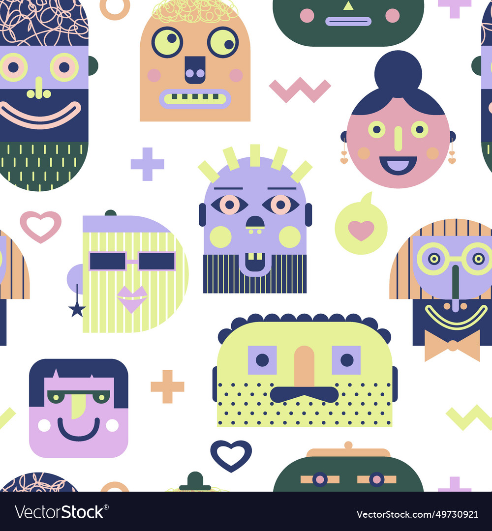 Geometric character seamless pattern Royalty Free Vector