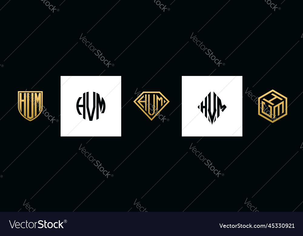 Initial letters hvm logo designs bundle Royalty Free Vector