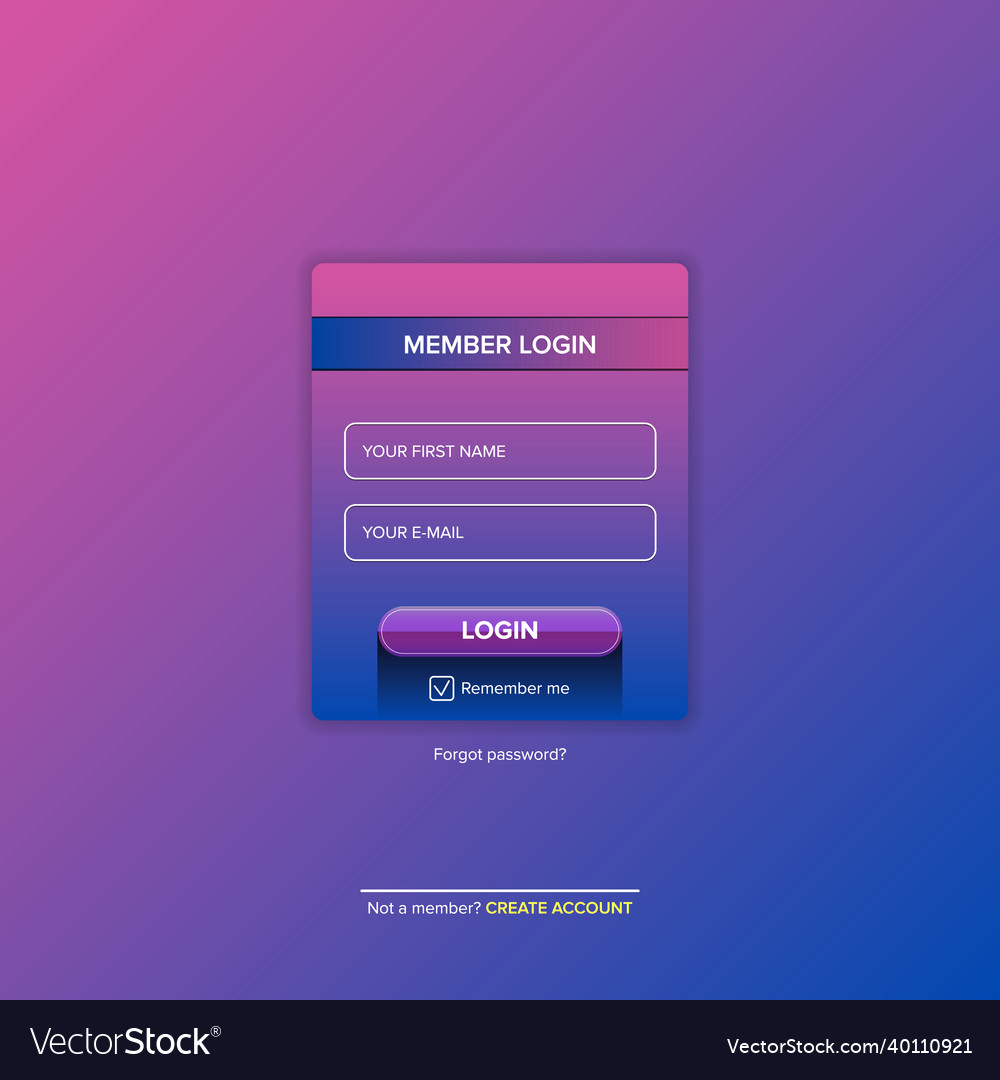 Login form web page design template or mock up Vector Image