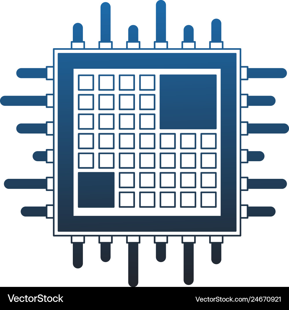 Microchip processor technology blue lines Vector Image