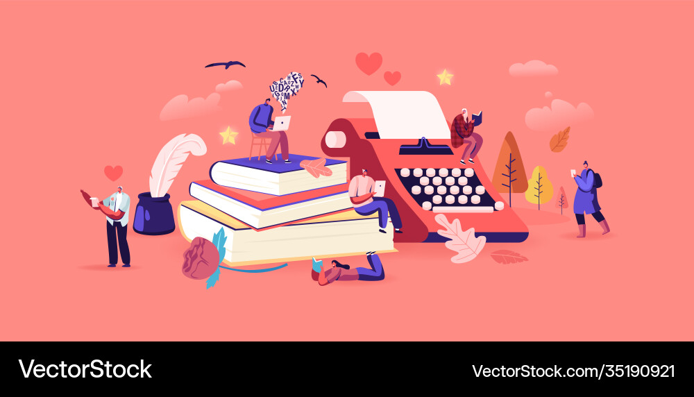 People enjoying reading literature or writing Vector Image