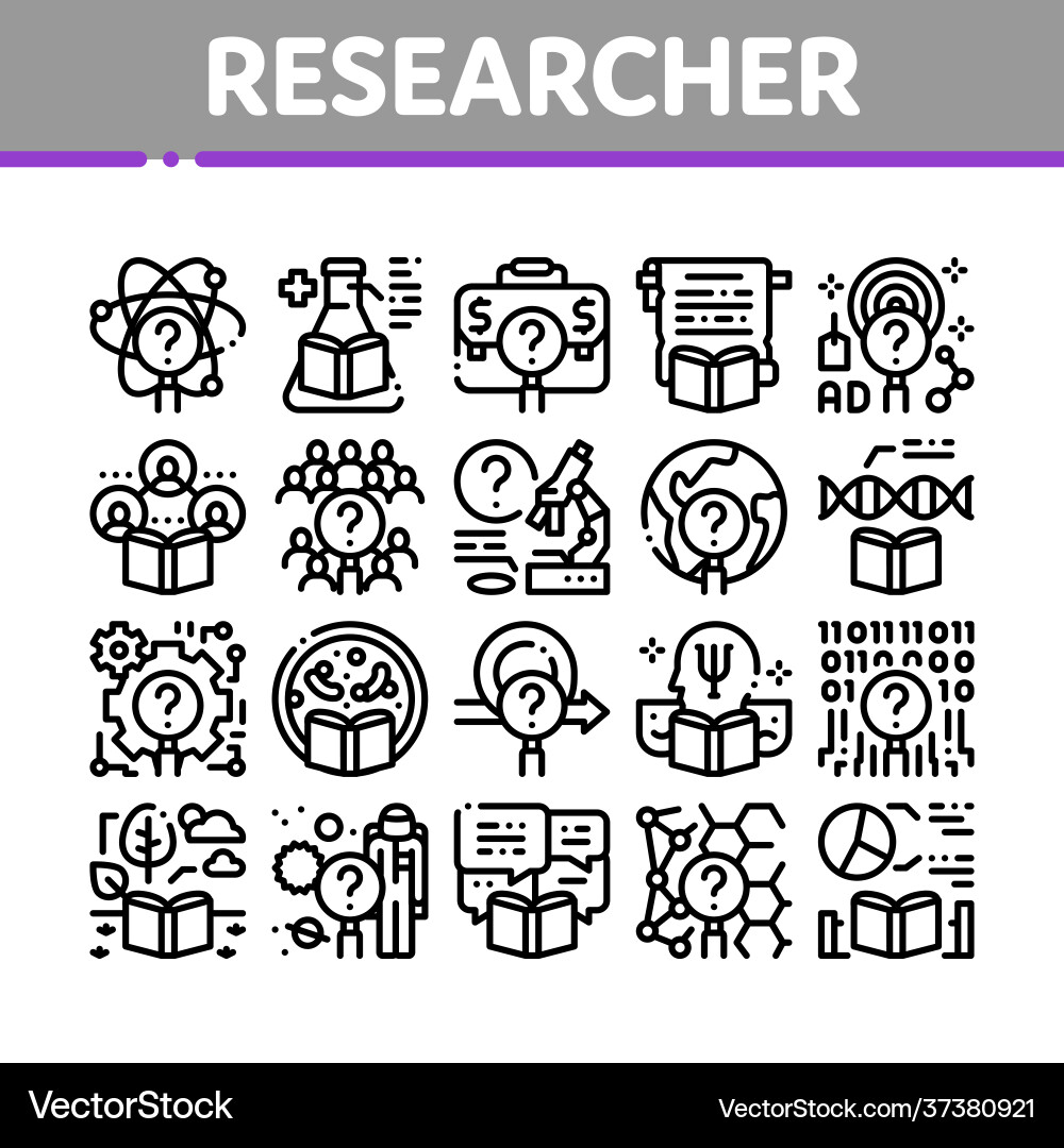 Researcher business collection icons set Vector Image