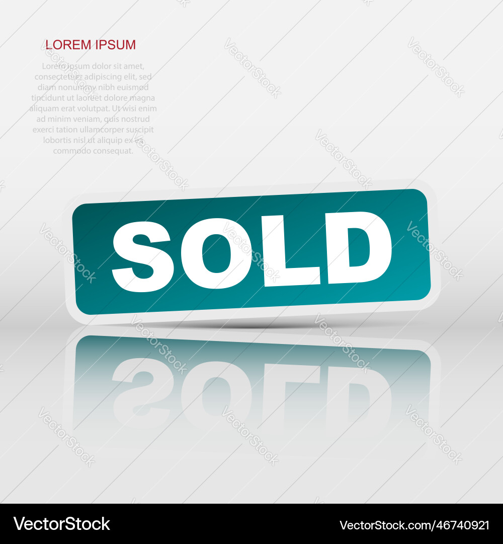 Sold stamp icon in flat style sell banner Vector Image