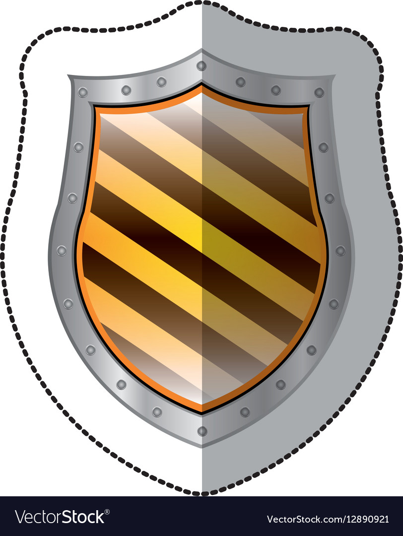 Sticker metallic rounded borders shield Royalty Free Vector